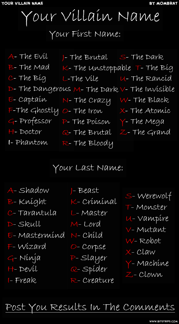 Your Villain Name Bitstrips Your Villain Name Bitstrips