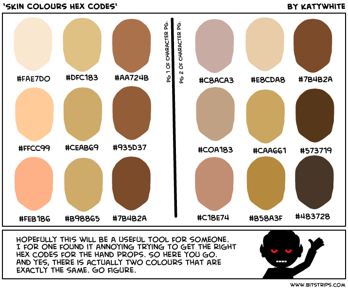  Skin Colours Hex Codes Bitstrips